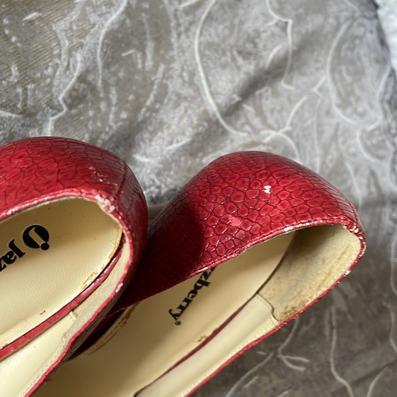 Shoes | Red Jazzberry Size 8 12 Peep Toe Keira Heels Faux Snake Skin 4 ...
